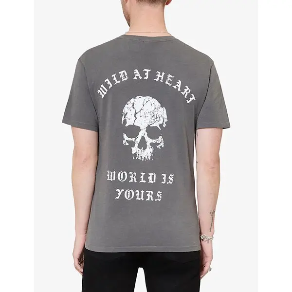 Buy The Kooples Skull Graphic-print Cotton-jersey T-shirt - Grey